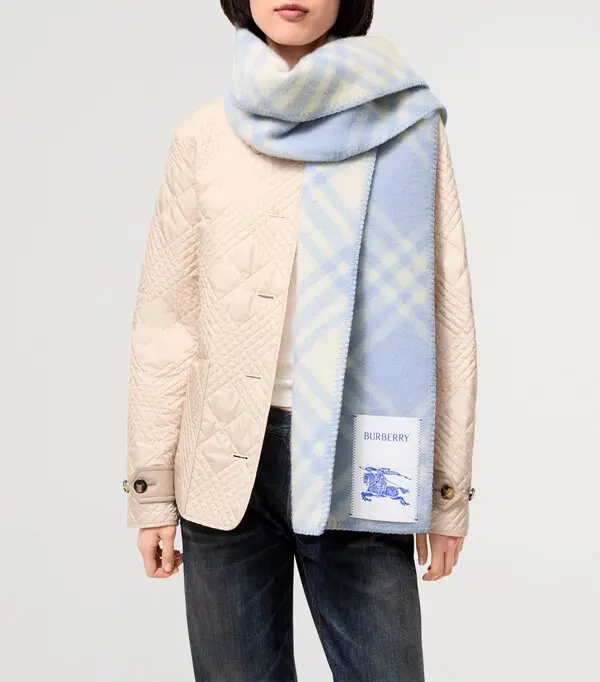 Burberry Wool Check Scarf - Blue