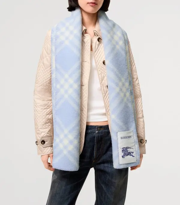 Burberry Wool Check Scarf - Blue