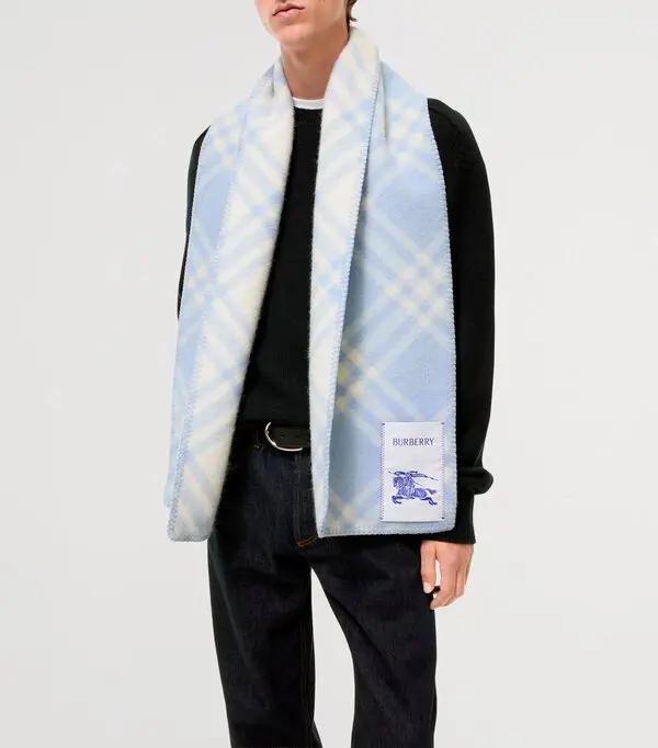 Burberry Wool Check Scarf - Blue