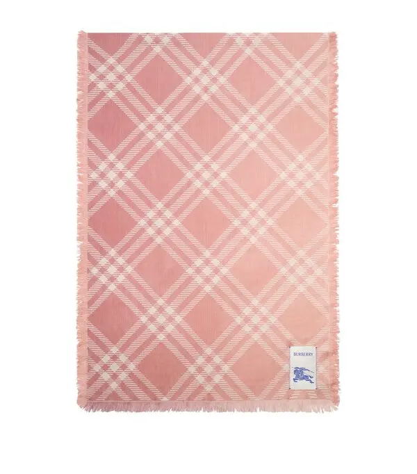 Burberry Wool-silk Gradient Check Scarf - Pink