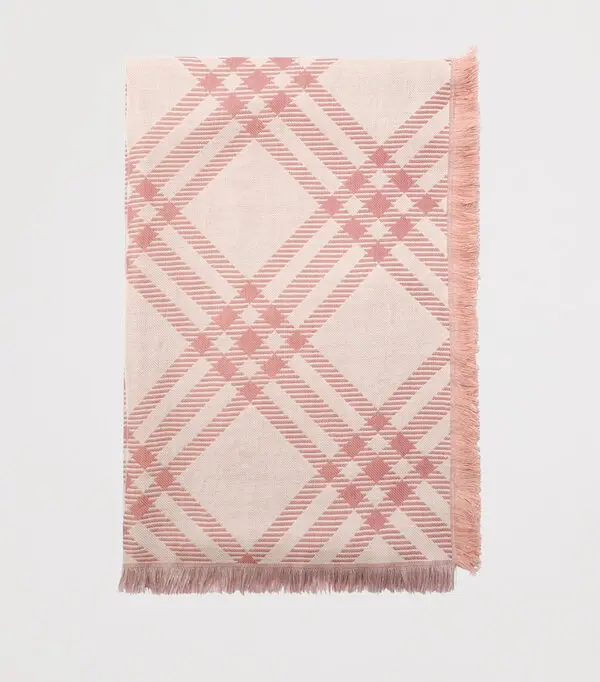 Burberry Wool-silk Gradient Check Scarf - Pink