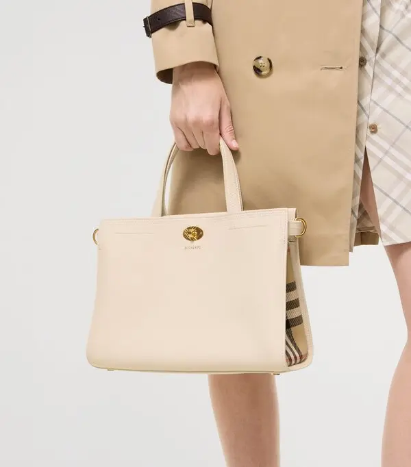 Burberry Small Leather Tote Bag - White