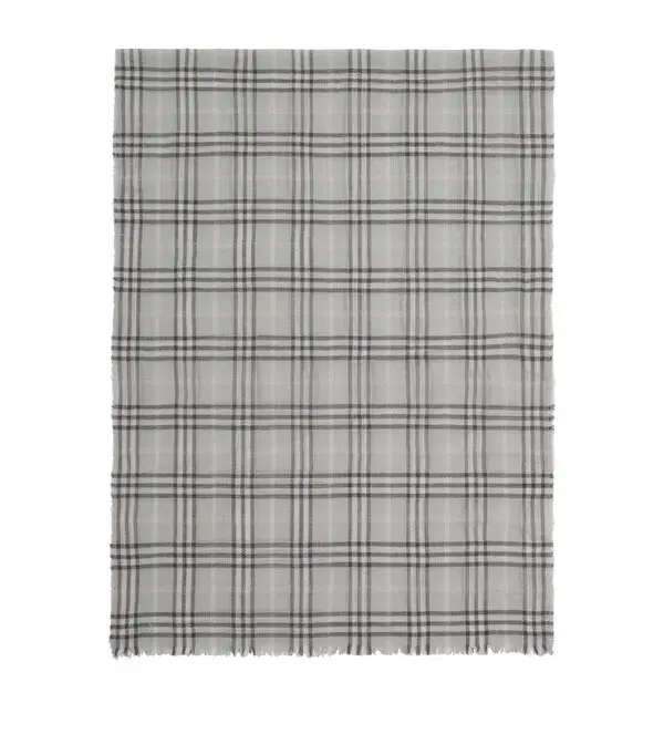 Burberry Wool-silk Sequin Check Scarf - Grey