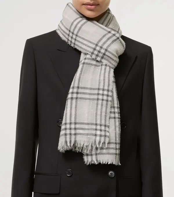 Burberry Wool-silk Sequin Check Scarf