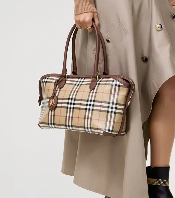 Burberry Small Check Zipped Tote Bag