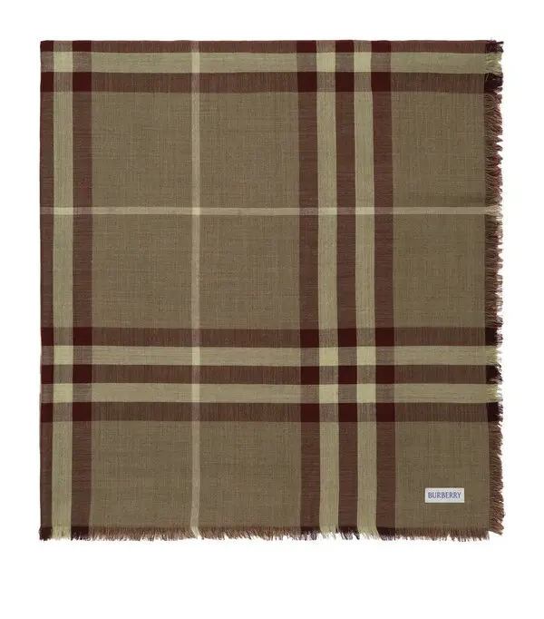 Burberry Wool-silk Reversible Check Scarf - Red