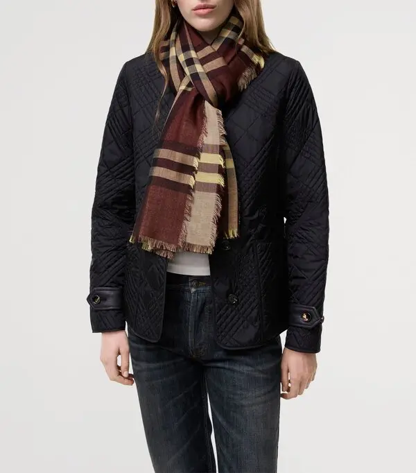 Burberry Wool-silk Reversible Check Scarf