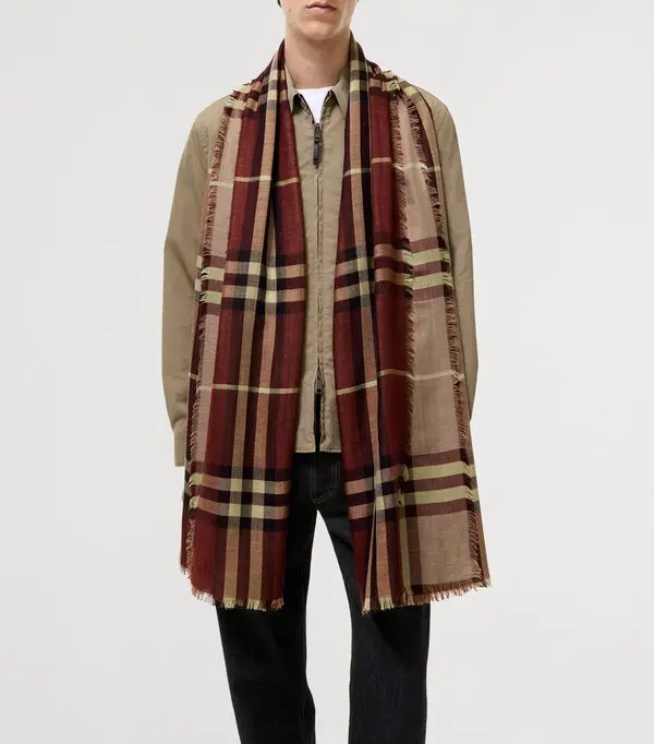 Burberry Wool-silk Reversible Check Scarf