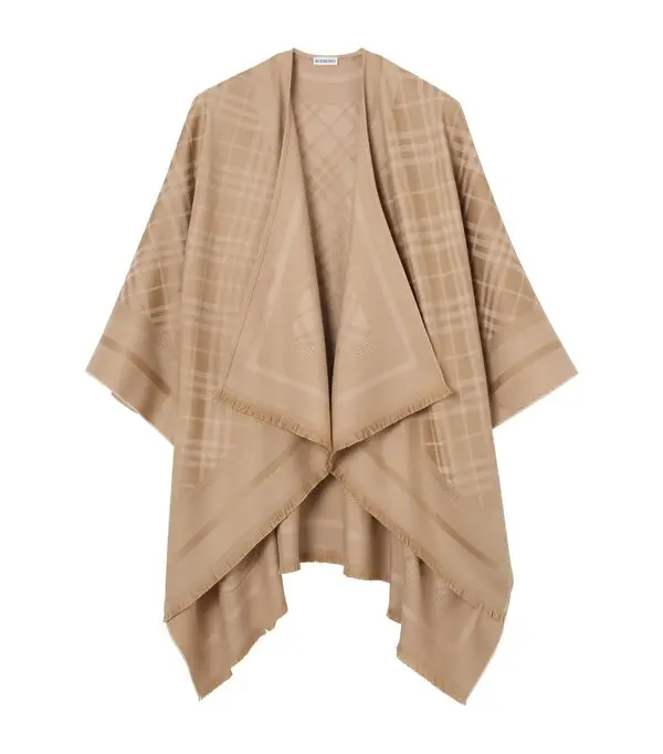 Burberry Wool-cashmere Check Cape