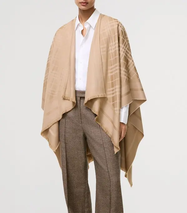 Burberry Wool-cashmere Check Cape