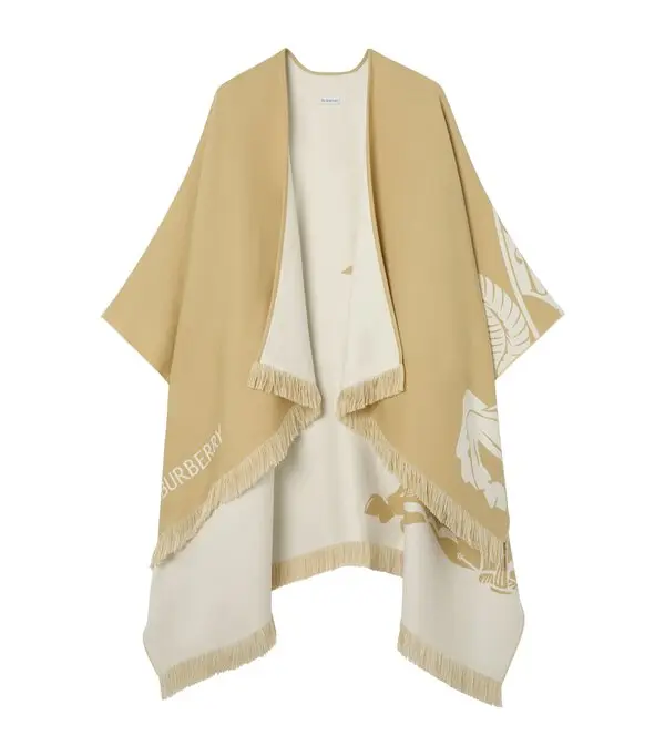 Burberry Wool-silk-cashmere Equestrian Knight Design Cape - Beige