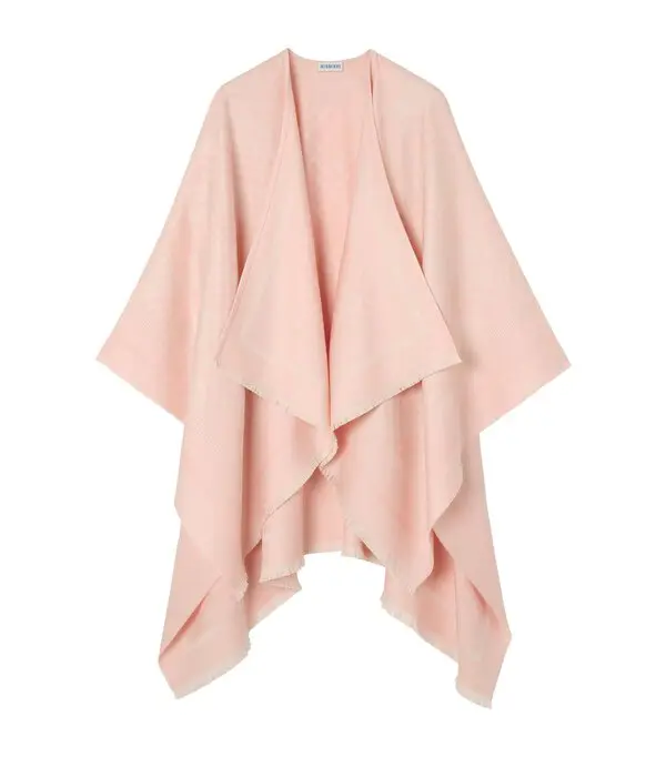 Burberry Wool-cashmere Checked Cape - Pink