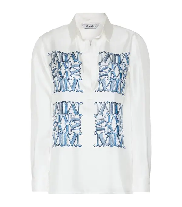 Max Mara Silk Monogram Shirt - Blue