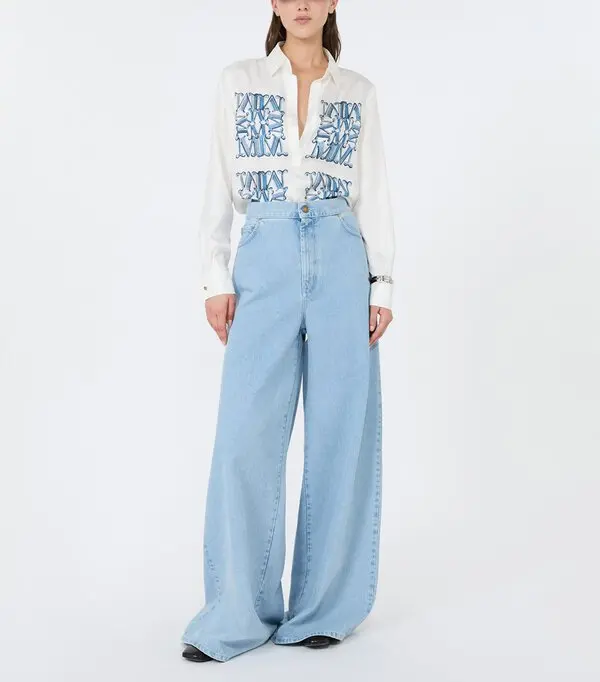 Max Mara Silk Monogram Shirt - Blue