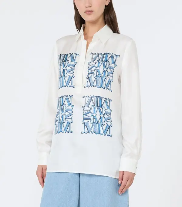 Max Mara Silk Monogram Shirt - Blue