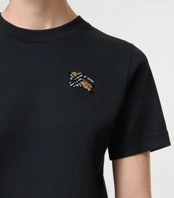 Burberry Cotton T-shirt With Embroidered Equestrian Knight Design - Black