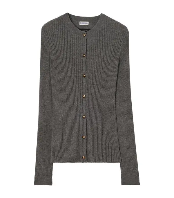 Burberry Cashmere Slim Fit Ribbed Cardigan