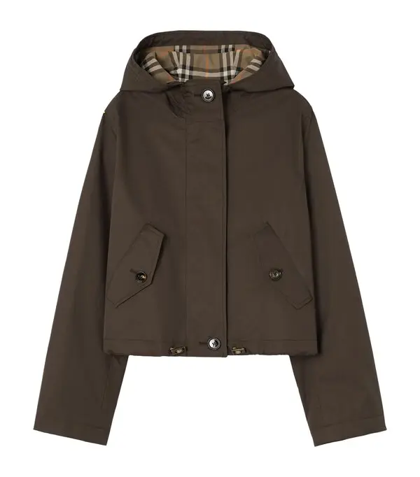 Burberry Cropped Parka In Tropical Gabardine
