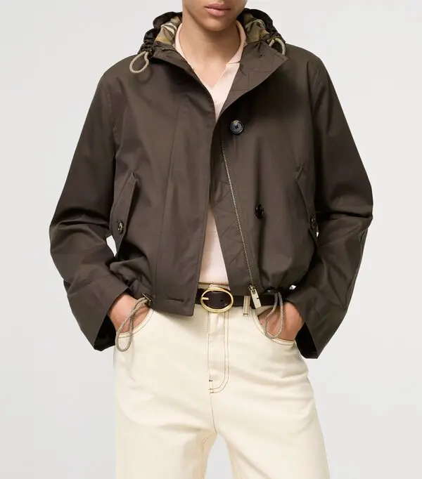 Burberry Cropped Parka In Tropical Gabardine
