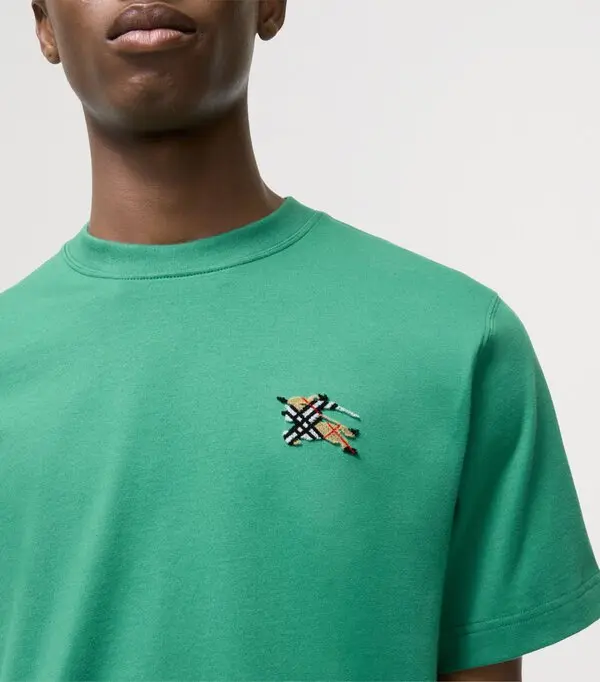 Burberry Cotton Check Ekd Slim T-shirt - Green