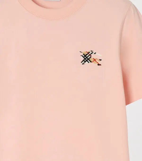 Burberry Cotton T-shirt With Embroidered Equestrian Knight Design - Pink