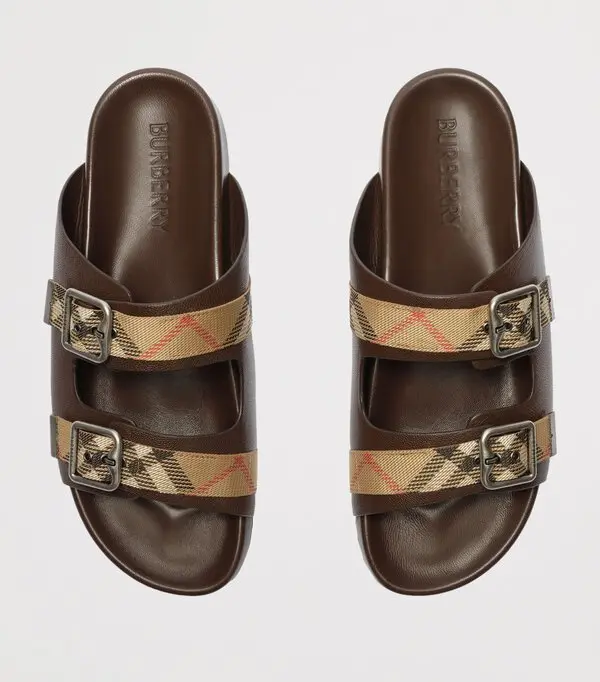 Burberry Leather Check Urchin Slides
