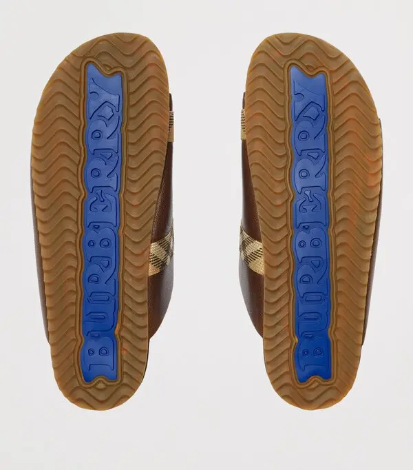 Burberry Leather Check Urchin Slides