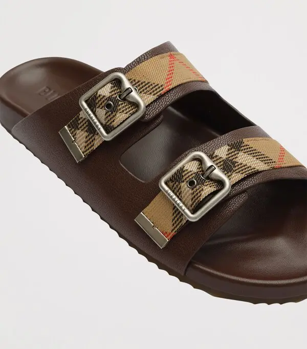 Burberry Leather Check Urchin Slides