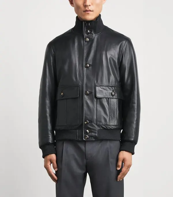 Pal Zileri Lambskin Button-up Bomber Jacket