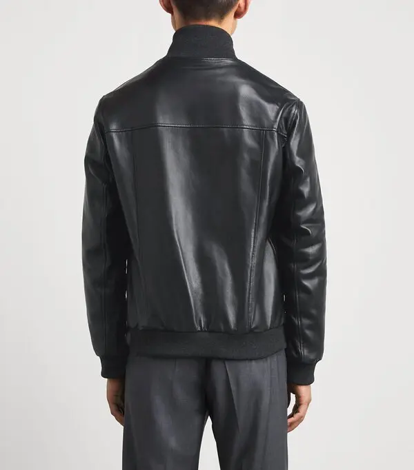 Pal Zileri Lambskin Button-up Bomber Jacket