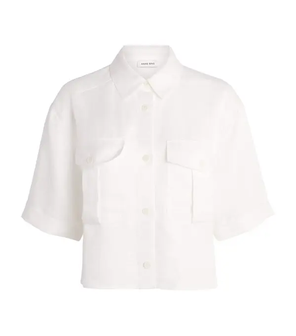 ANINE BING Edith Cropped Shirt - Ivory