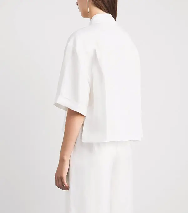 ANINE BING Edith Cropped Shirt - Ivory