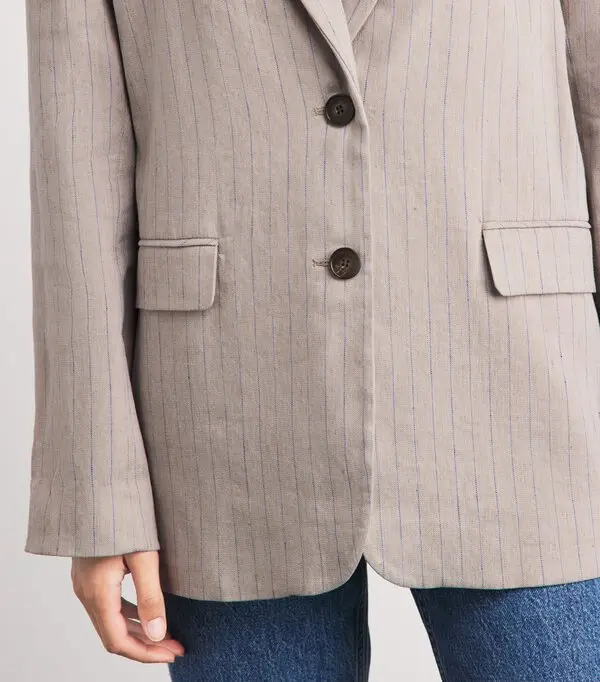 ANINE BING Linen-blend Stripe Quinn Blazer