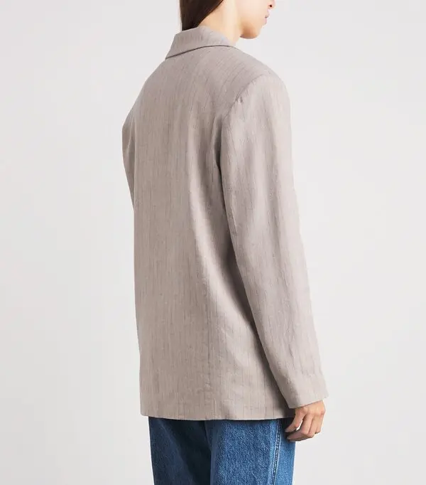 ANINE BING Linen-blend Stripe Quinn Blazer