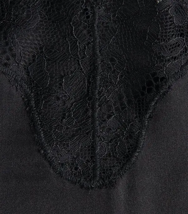 ANINE BING Silk-blend Mael Cami Top With Lace Detail - Black