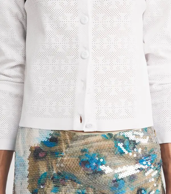 Tory Burch Pointelle Knit Monogram Cardigan