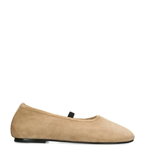Dear Frances Suede Ballerina Flats - Beige