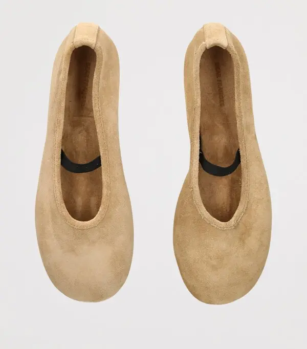 Dear Frances Suede Ballerina Flats - Beige
