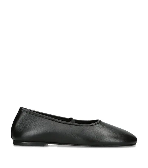 Dear Frances Leather Ballerina Flats - Black