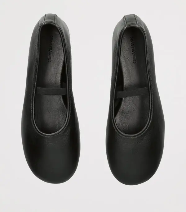 Dear Frances Leather Ballerina Flats - Black
