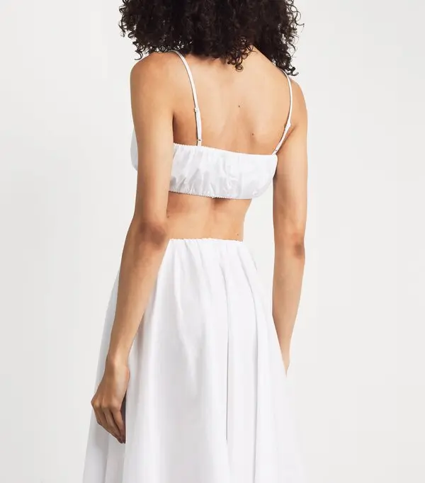 Staud Fiore Gathered Stretch-cotton Crop Top