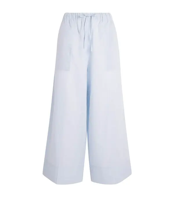 TOTEME Cotton-linen Wide-leg Trousers - Blue