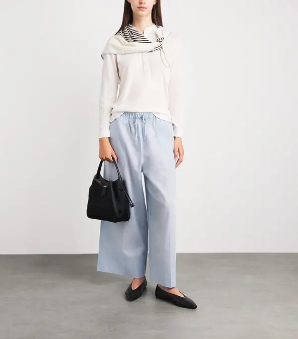 TOTEME Cotton-linen Wide-leg Trousers - Blue
