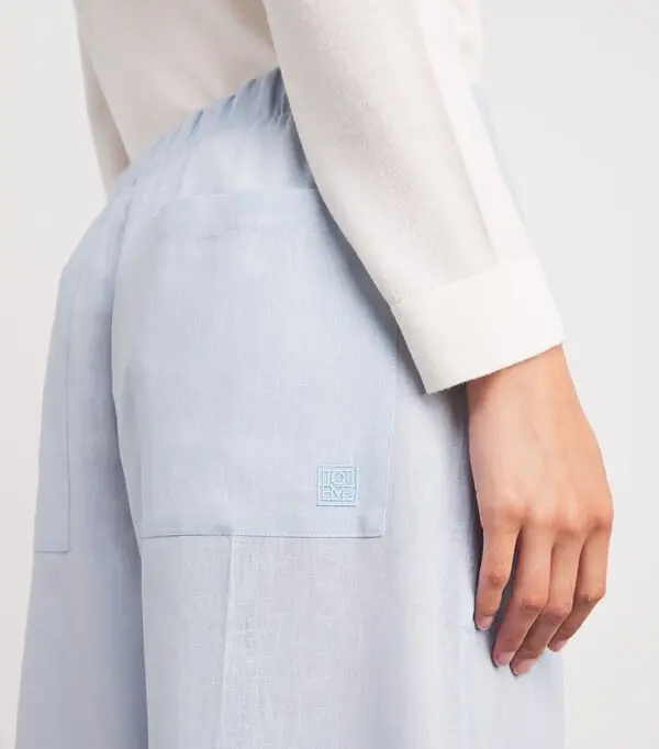 TOTEME Cotton-linen Wide-leg Trousers - Blue