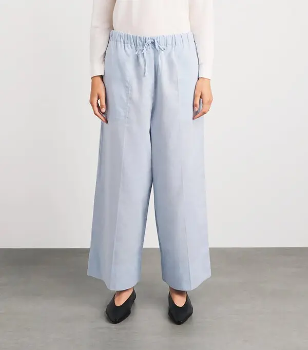 TOTEME Cotton-linen Wide-leg Trousers - Blue