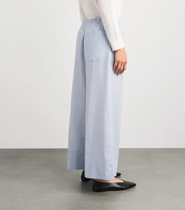 TOTEME Cotton-linen Wide-leg Trousers - Blue