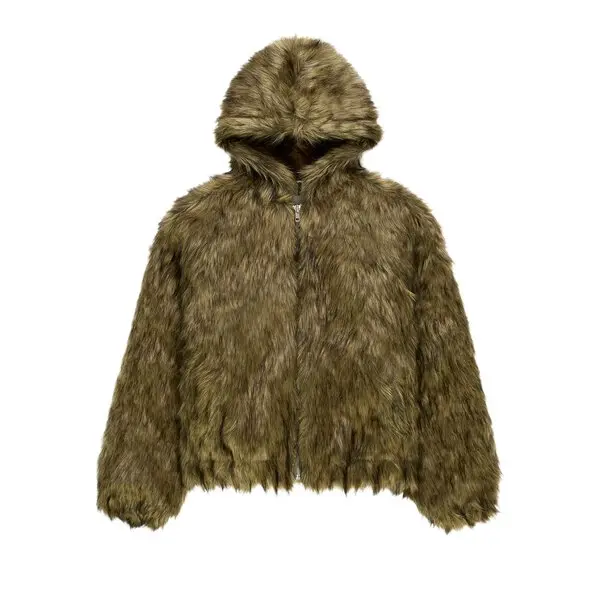 SP5DER Fur Hooded Jacket - Brown