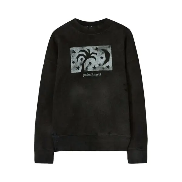 Palm Angels Garment Dye Nightsky Sweatshirt /silver - Black
