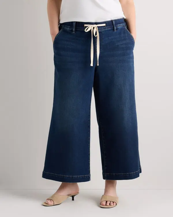 Quince Mia Wide Leg Crop Jeans - Midnight Blue