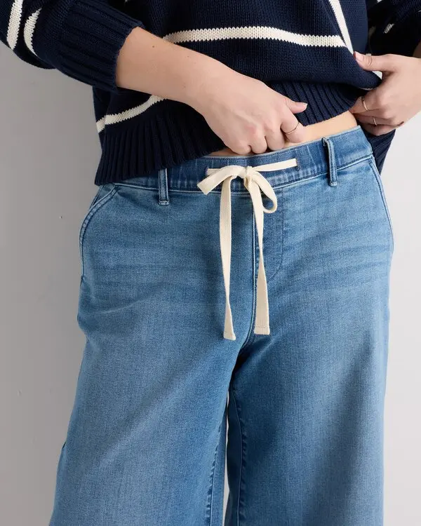 Quince Mia Wide Leg Crop Jeans - Seaside Blue